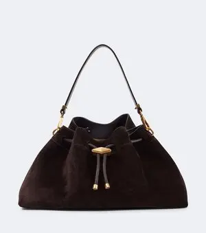 JIMMY CHOO Suede Bucket Bag - Brown