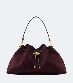 JIMMY CHOO Suede Bucket Bag - Burgundy