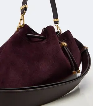 JIMMY CHOO Suede Bucket Bag - Burgundy