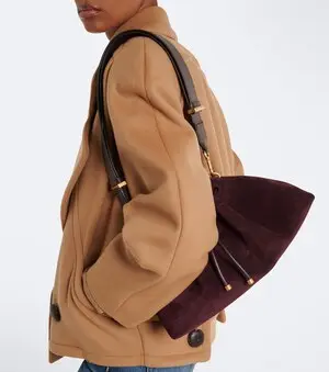 JIMMY CHOO Suede Bucket Bag - Burgundy