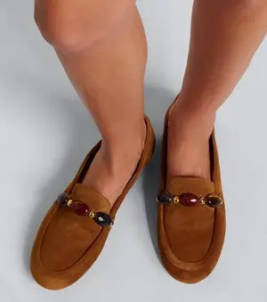 GIANVITO ROSSI Embellished Suede Loafers
