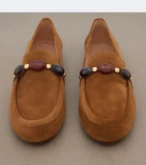GIANVITO ROSSI Embellished Suede Loafers