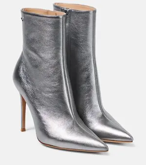 GIANVITO ROSSI Leather Ankle Boots - Metallic