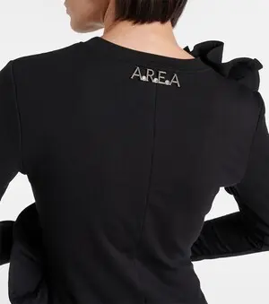AREA Floral Appliqué Cotton-blend Mini Dress