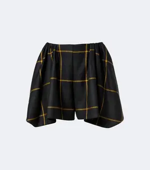 PATOU Checked Virgin Wool Shorts