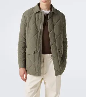 Canali Leather-trimmed Quilted Jacket