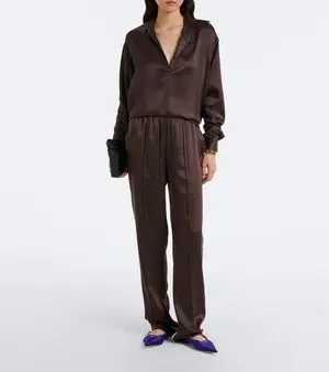 TOM FORD Silk Satin Blouse - Brown
