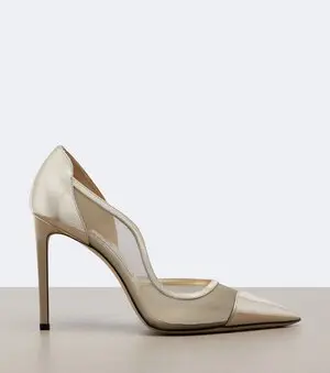 JIMMY CHOO Brigitte Metallic Leather And Mesh Pumps - Gold