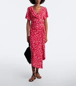 Isabel Marant Étoile Faniry Floral Silk-blend Midi Skirt - Red