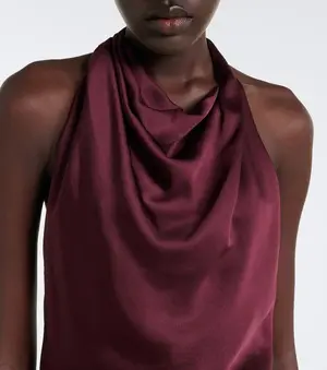 Simkhai Reannon Halterneck Satin Gown - Burgundy