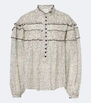MARANT ETOILE Doane Polka-dot Cotton Voile Blouse - White