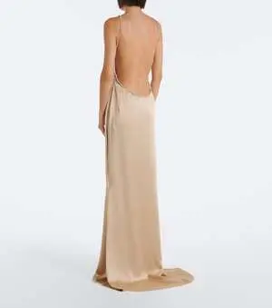 TOM FORD Embellished Satin Gown - Beige