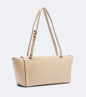 Savette Symmetry Trapeze Medium Leather Shoulder Bag - Beige