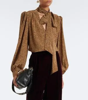 Valentino Garavani Leopard Print Silk Blouse