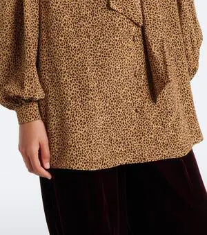 Valentino Garavani Leopard Print Silk Blouse