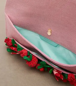 AQUAZZURA Botanica Applique Raffia Clutch