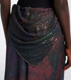 MAISON MARGIELA Draped Printed Sequined Midi Skirt - Multicoloured