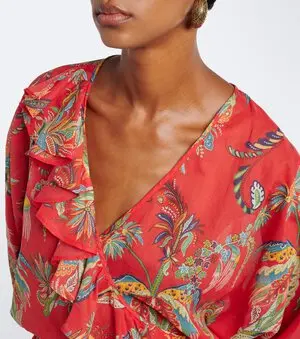 Etro Floral Cotton Wrap Top