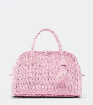 Jacquemus Small Raffia-effect Bowling Bag - Pink