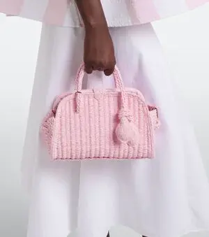 Jacquemus Small Raffia-effect Bowling Bag - Pink