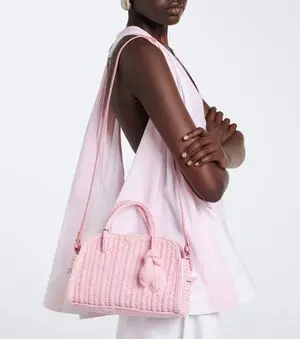 Jacquemus Small Raffia-effect Bowling Bag - Pink