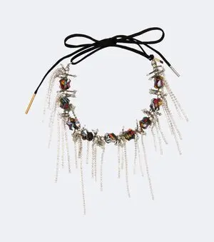 Dries Van Noten Beaded Embellished Necklace - Silver