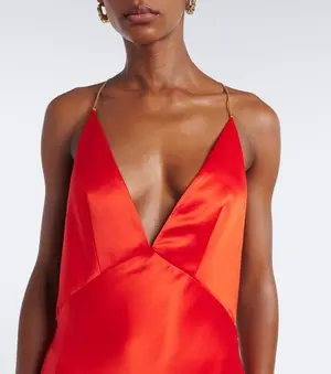 Retrofete Ariannella Embellished Satin Gown - Red