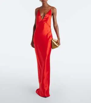 Retrofete Ariannella Embellished Satin Gown - Red