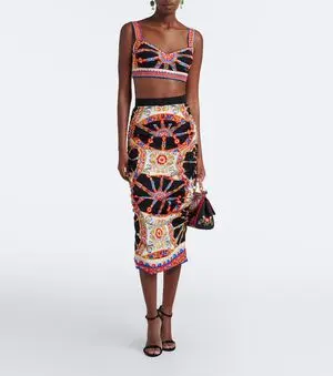 Dolce & Gabbana Carretto Print Silk-blend Charmeuse Crop Top