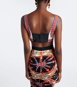 Dolce & Gabbana Carretto Print Silk-blend Charmeuse Crop Top