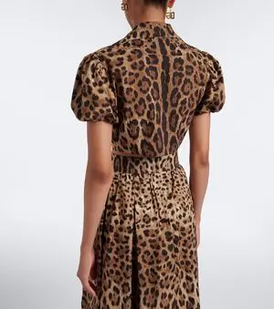 Dolce & Gabbana Leopard Print Cotton Crop Top - Brown