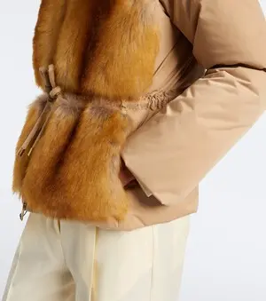 Moncler Blaireau Down Jacket With Shearling Trim
