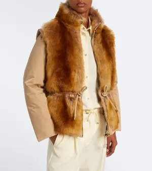 Moncler Blaireau Down Jacket With Shearling Trim