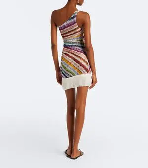 Missoni One-shoulder Chevron Fringed Beach Dress