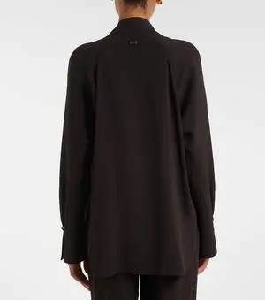 Agnona Tie-neck Blouse In Viscose Silk Blend