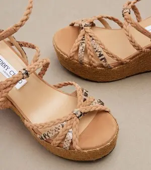 JIMMY CHOO Nyra Braided Leather Espadrille Wedges
