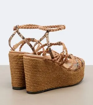 JIMMY CHOO Nyra Braided Leather Espadrille Wedges