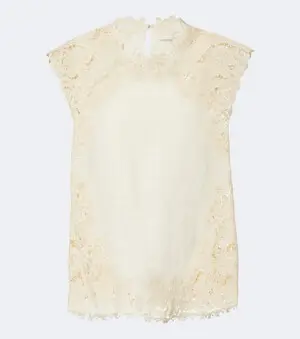 Ulla Johnson Amelie Crochet-trimmed Linen Top