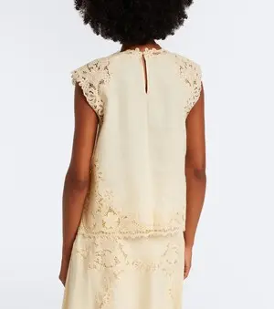 Ulla Johnson Amelie Crochet-trimmed Linen Top