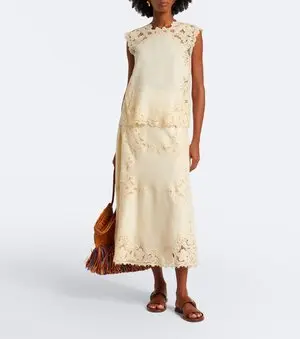 Ulla Johnson Amelie Crochet-trimmed Linen Top