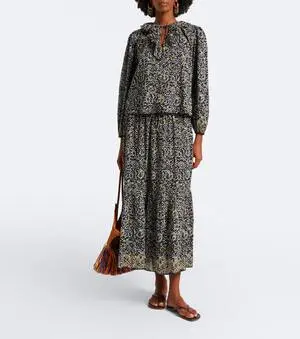 Ulla Johnson Olina Printed Tiered Midi Skirt - Multicoloured