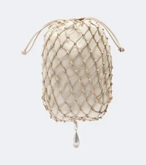 Savette Macrame Small Leather Pouch - Beige