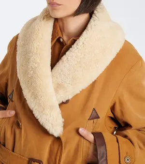 Polo Ralph Lauren Shearling-trimmed Double-breasted Cotton Coat