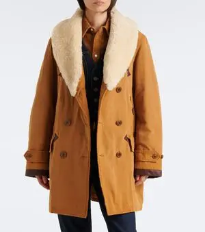 Polo Ralph Lauren Shearling-trimmed Double-breasted Cotton Coat