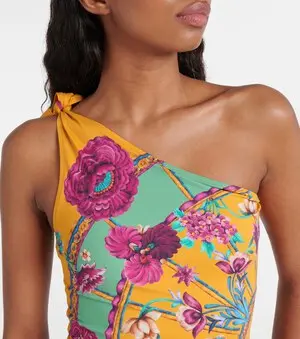La DoubleJ Goddess Floral One-shoulder Swimsuit