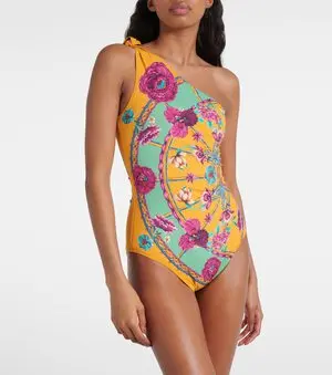 La DoubleJ Goddess Floral One-shoulder Swimsuit