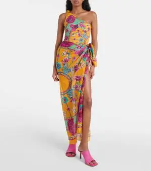 La DoubleJ Goddess Floral One-shoulder Swimsuit