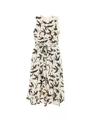 Altuzarra Bird-print Wrap Dress - Neutrals