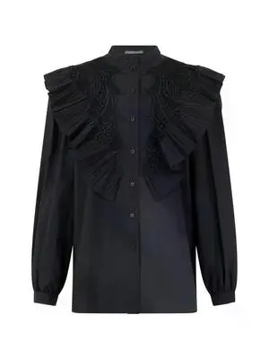 Alberta Ferretti Lace-paneled Ruffled Shirt