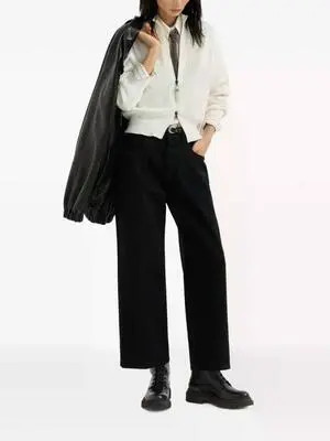 Brunello Cucinelli Matte Calfskin And Virgin Wool Flannel Lace-up Boots With Monili Detail - Black